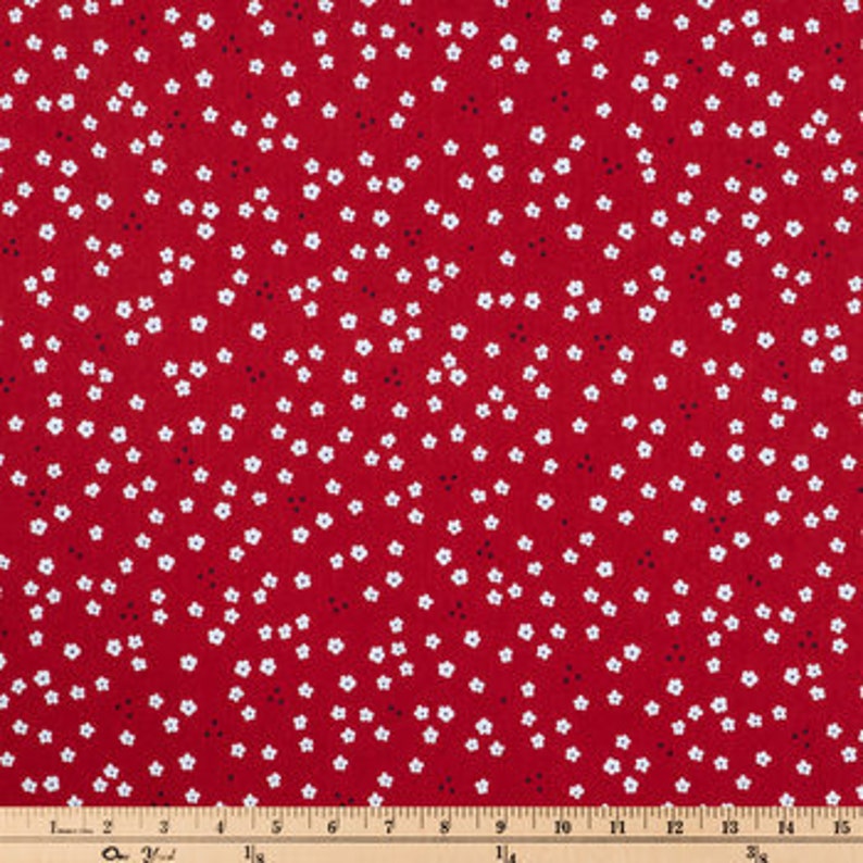 Mini Red Flowers Fabric Floral Garden 100% Cotton Apparel - Etsy