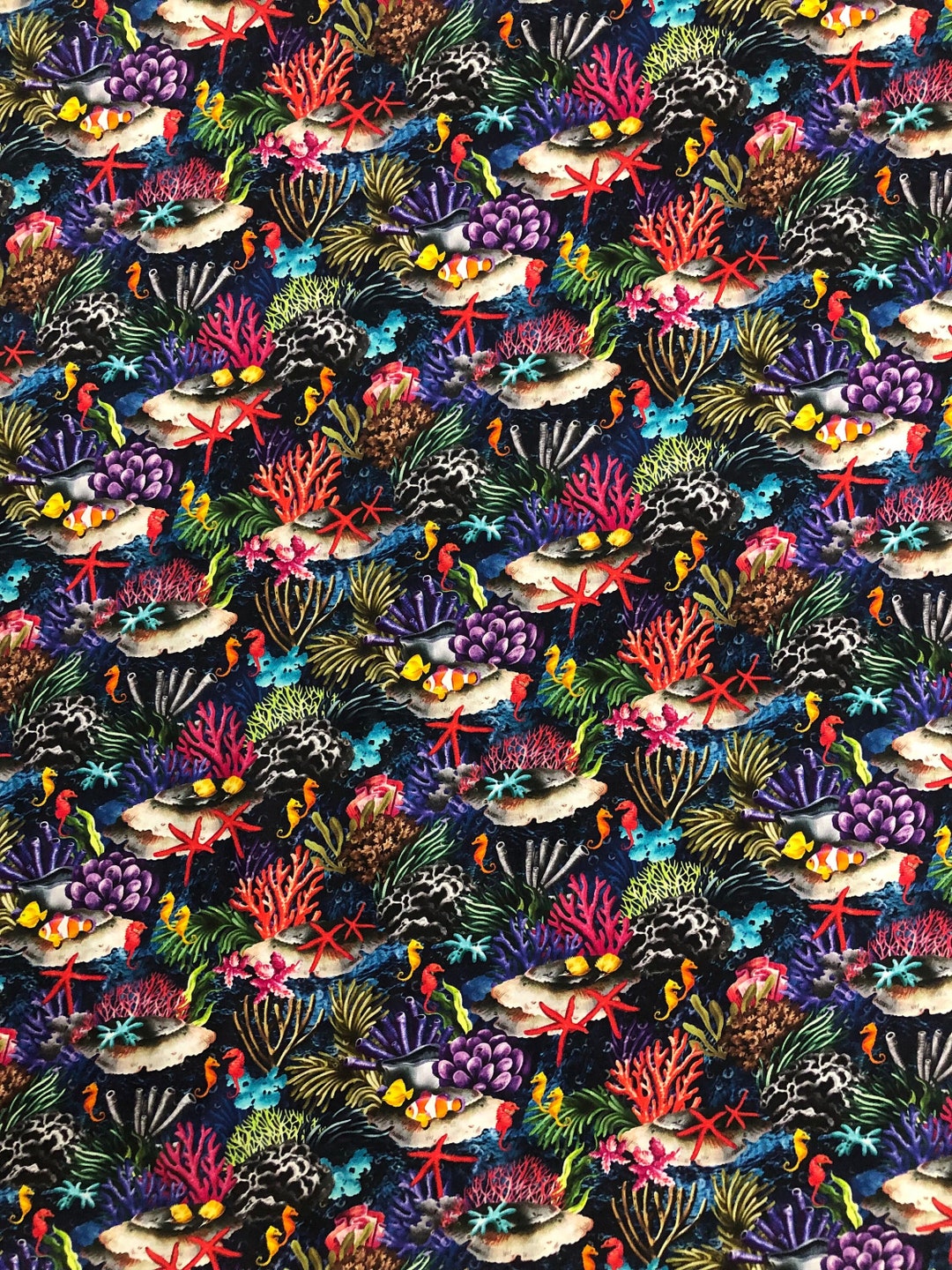 Sea Life Fabric, Reef Style, 100% Cotton, Quilting Fabric, Fabric by ...