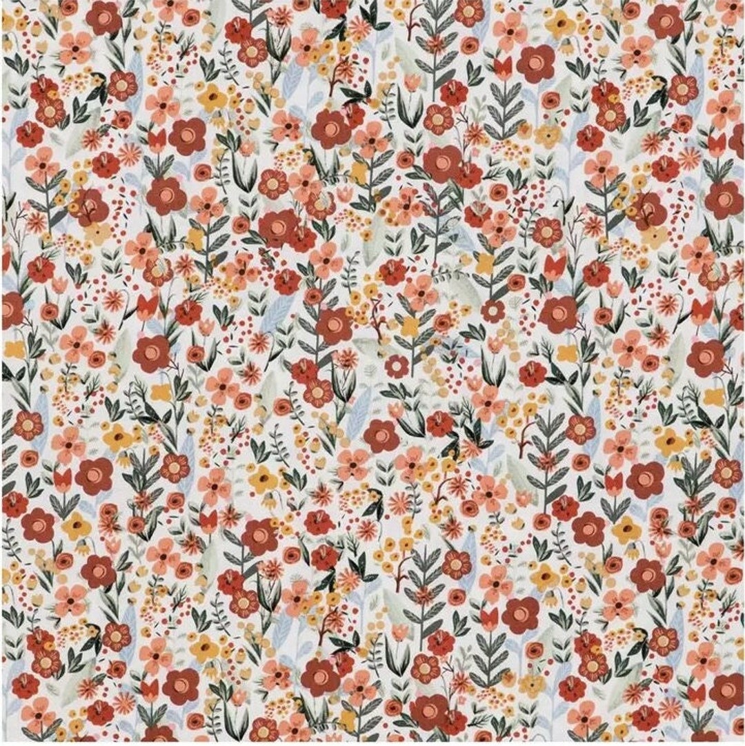 Earth Botanical Fabric, Flowers Fabric, 100% Cotton, Quilting Fabric ...