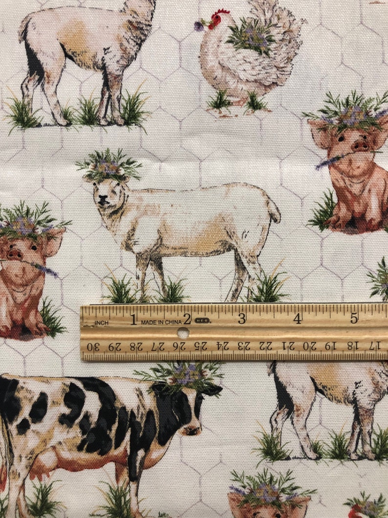 Barnyard Animal Print Duck Cloth, 100% Cotton Fabric by the Yard - Etsy