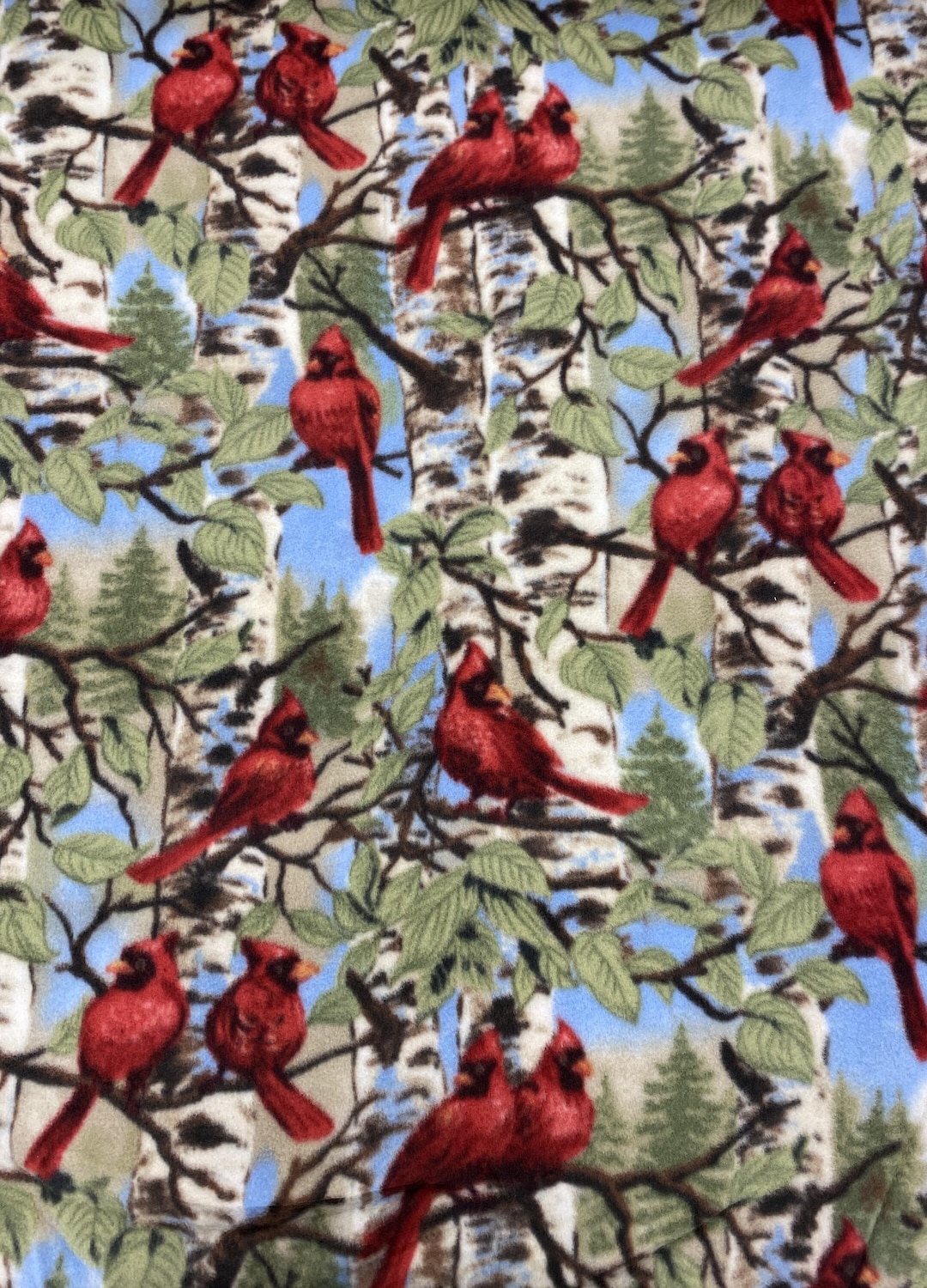 Cardinals Anti-pill Fleece Fabric, Birds & Trees, 100% Polyester ...