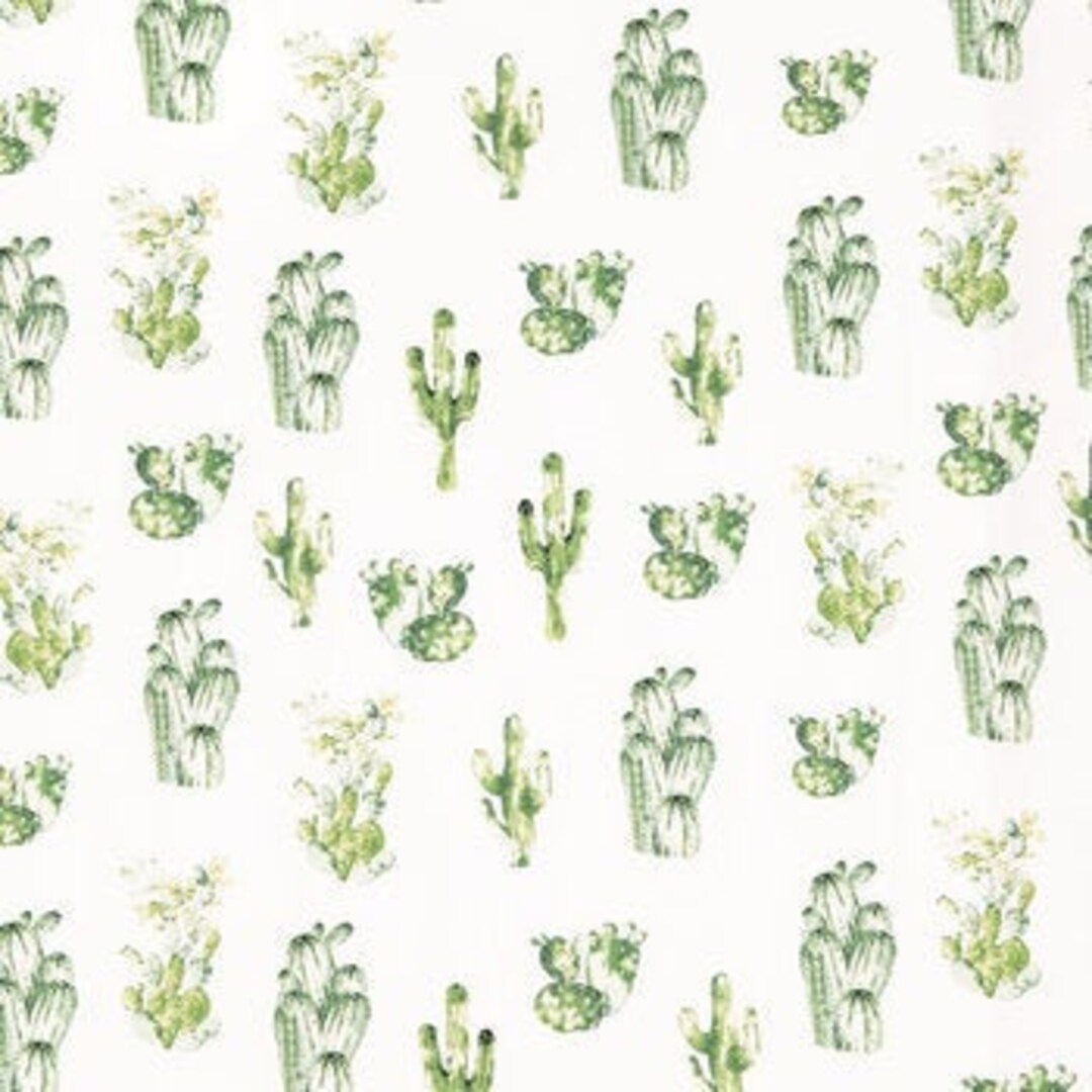 Watercolor Cactus Knit Fabric, Plants Fabric, Polyester & Spandex ...