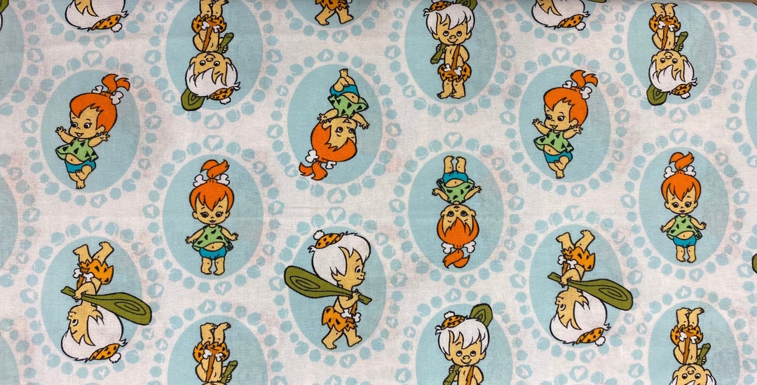 Cartoon Characters Fabric, Stone Age Style, 100% Cotton, Quilting ...