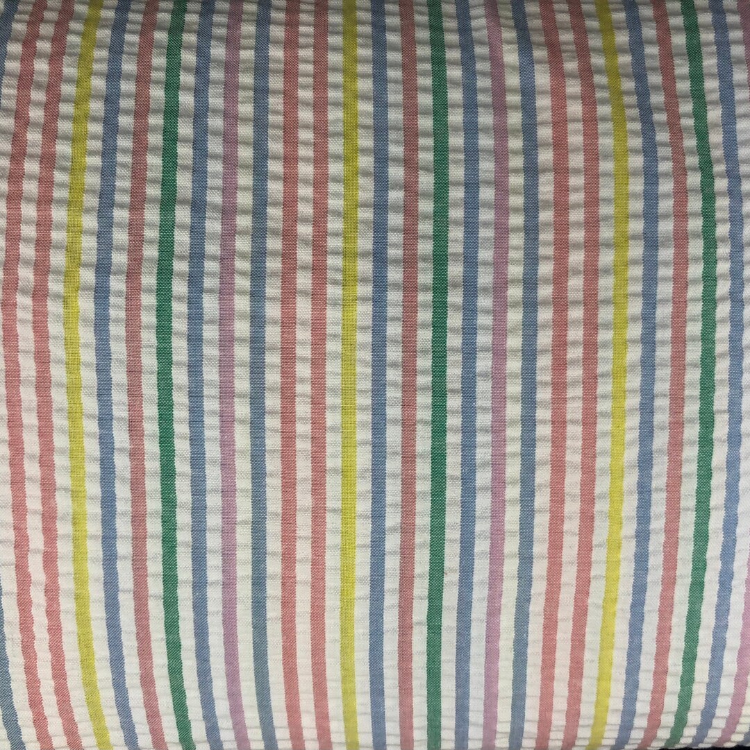 Rainbow Striped Seersucker Fabric, Pattern Fabric, Polyester & Cotton ...
