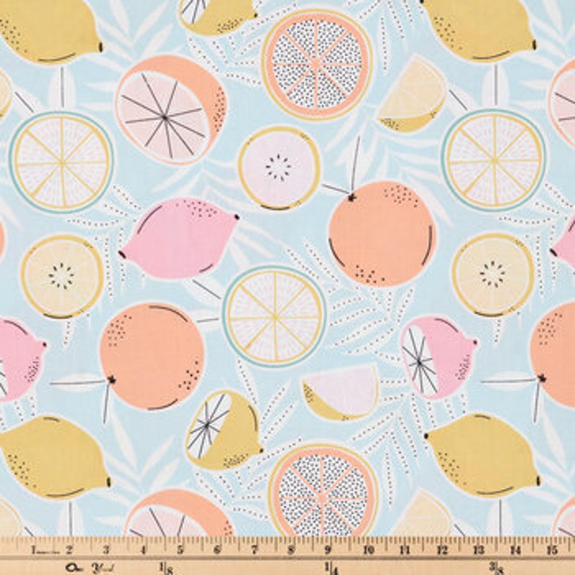 Leafy Citrus Fabric Fruits Fabric 100% Cotton Apparel - Etsy