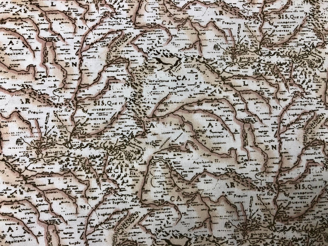 Mountains Map Fabric, Hills and Slopes, 100% Cotton, Quilting Fabric ...