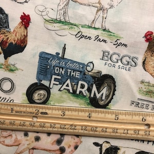 Dairy Farm Calico Fabric, Country-themed Fabric, 100% Cotton, Quilting ...