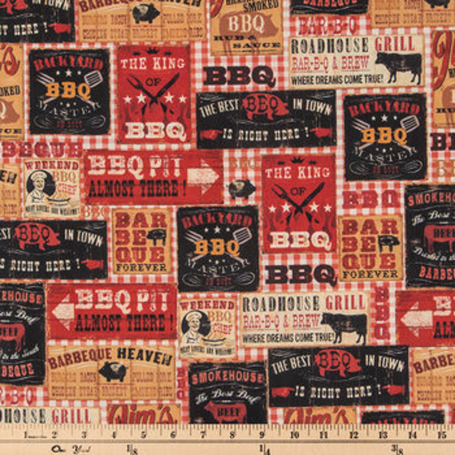Barbecue Patch Fabric Gingham Fabric 100% Cotton Quilting - Etsy