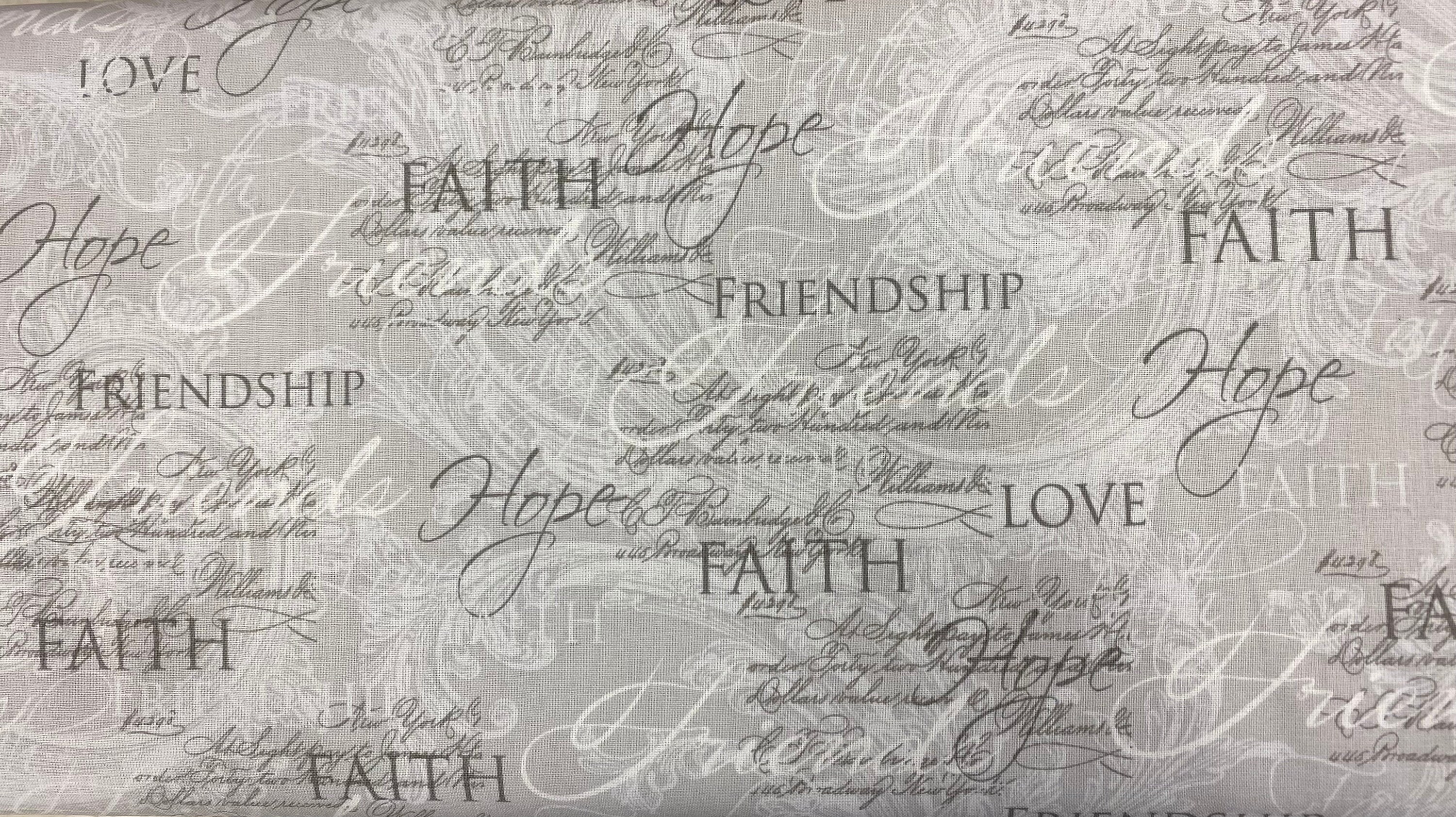 Inspirational Words Cotton Calico Fabric, Scrolls, Quilting, Home ...