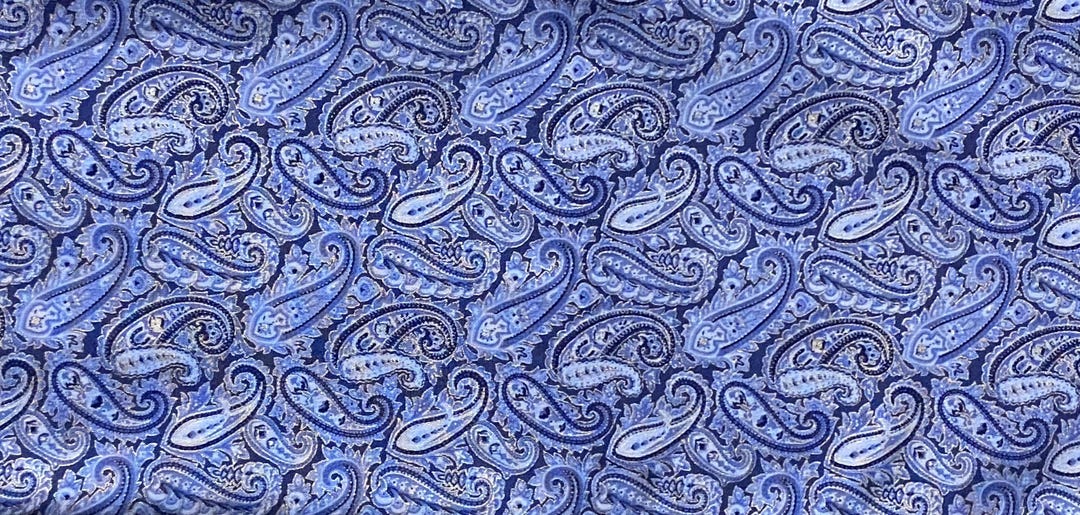 Navy Paisley Floral Cotton Fabric With Metallic Threads - Etsy
