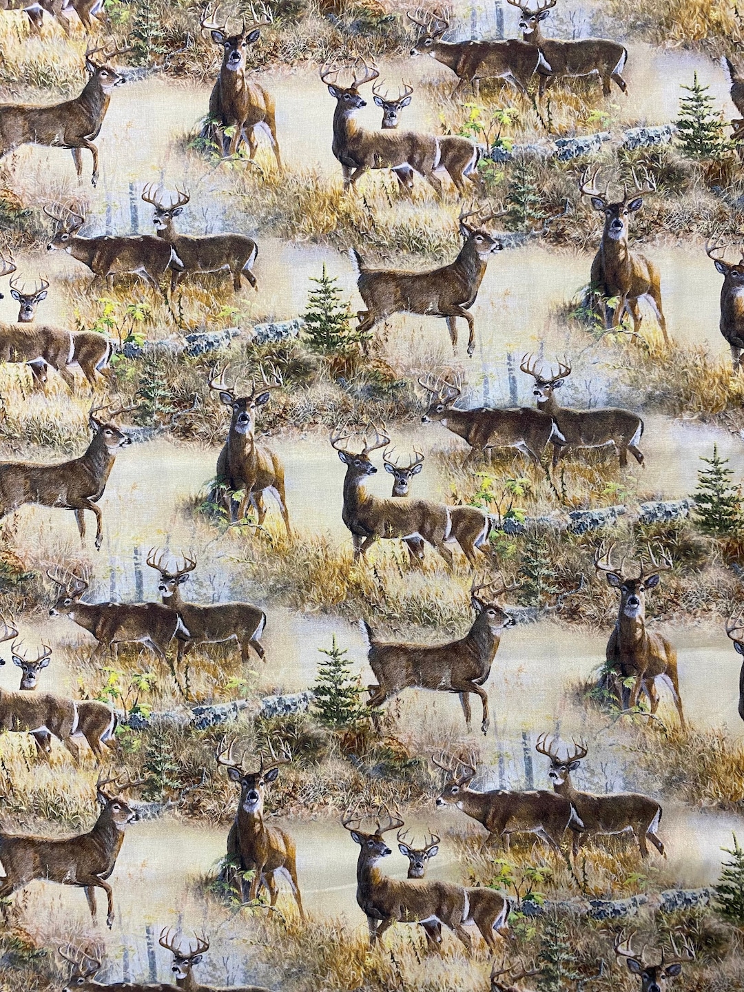 Wild Deer Fabric, Animal Print, 100% Cotton, Quilting Fabric, Fabric by ...