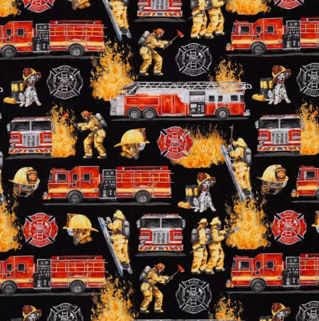 Fire Fighters Fabric, Fire Department Fabric, 100% Cotton, Quilting ...