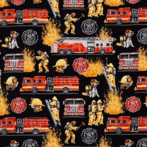 Fire Fighters Fabric, Fire Department Fabric, 100% Cotton, Quilting ...
