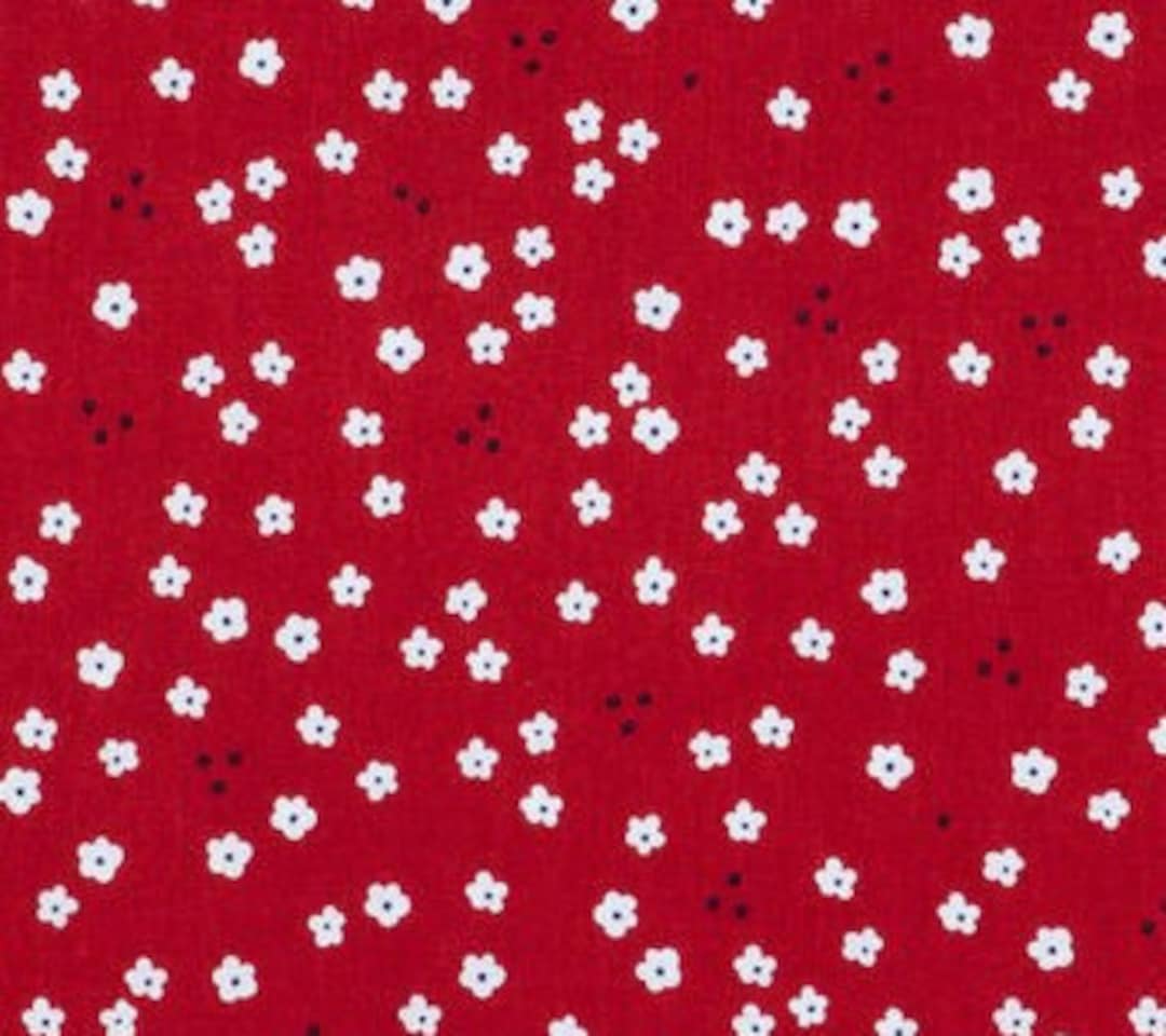 Mini Red Flowers Fabric, Floral Garden, 100% Cotton, Apparel Fabric ...