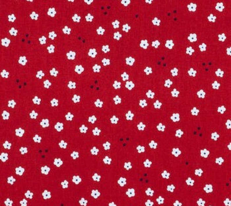 Mini Red Flower Cotton Fabric, White Floral Print - Etsy