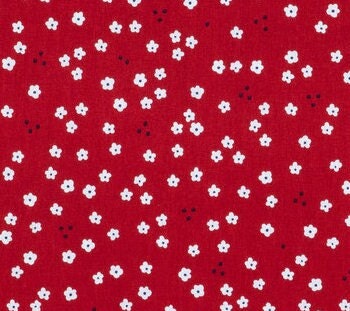 Mini Red Flowers Fabric, Floral Garden, 100% Cotton, Apparel Fabric ...