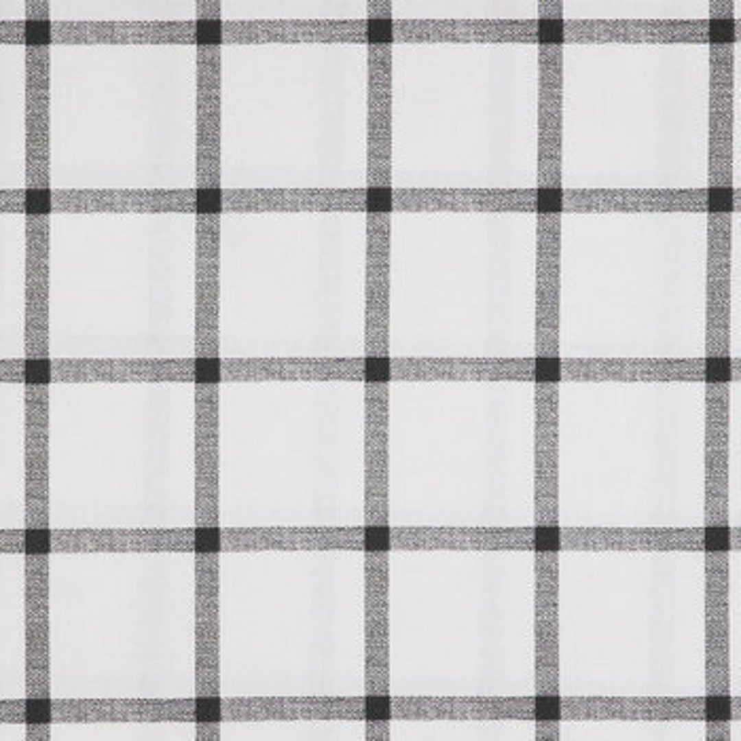 White & Black Plaid Fabric, Striped Fabric, 100% Cotton, Duck Cloth ...