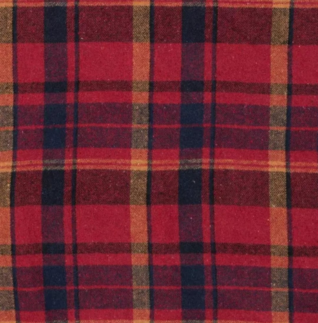 Red, Yellow & Navy Plaid Flannel Fabric, Fall Fabric, Polyester-cotton ...