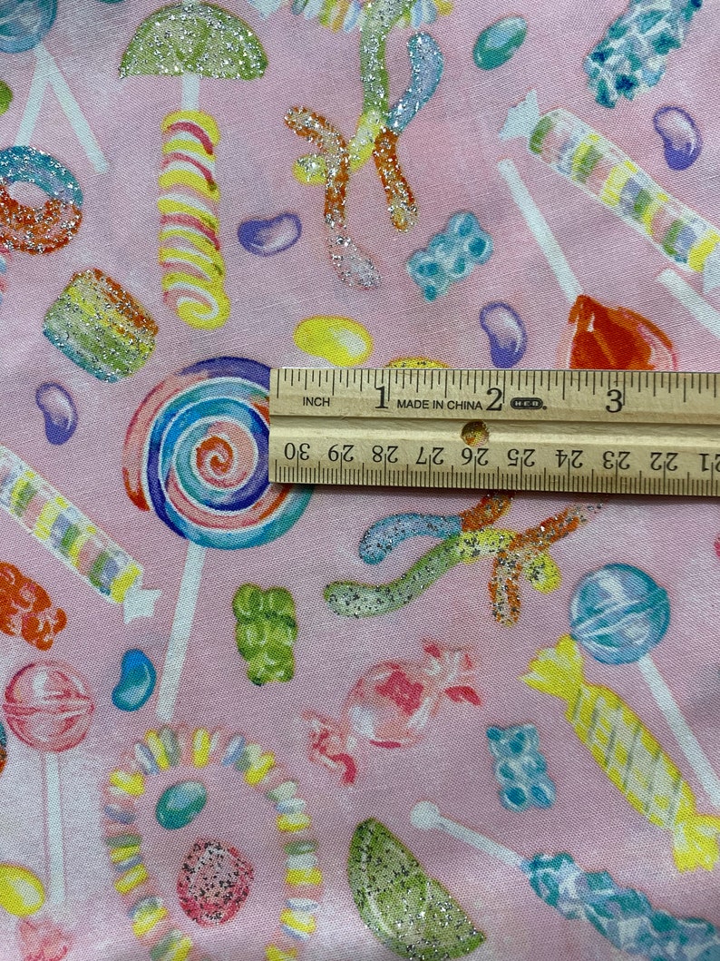 Pink Candy Glitter Cotton Fabric, Sweets Treats Quilting Material - Etsy