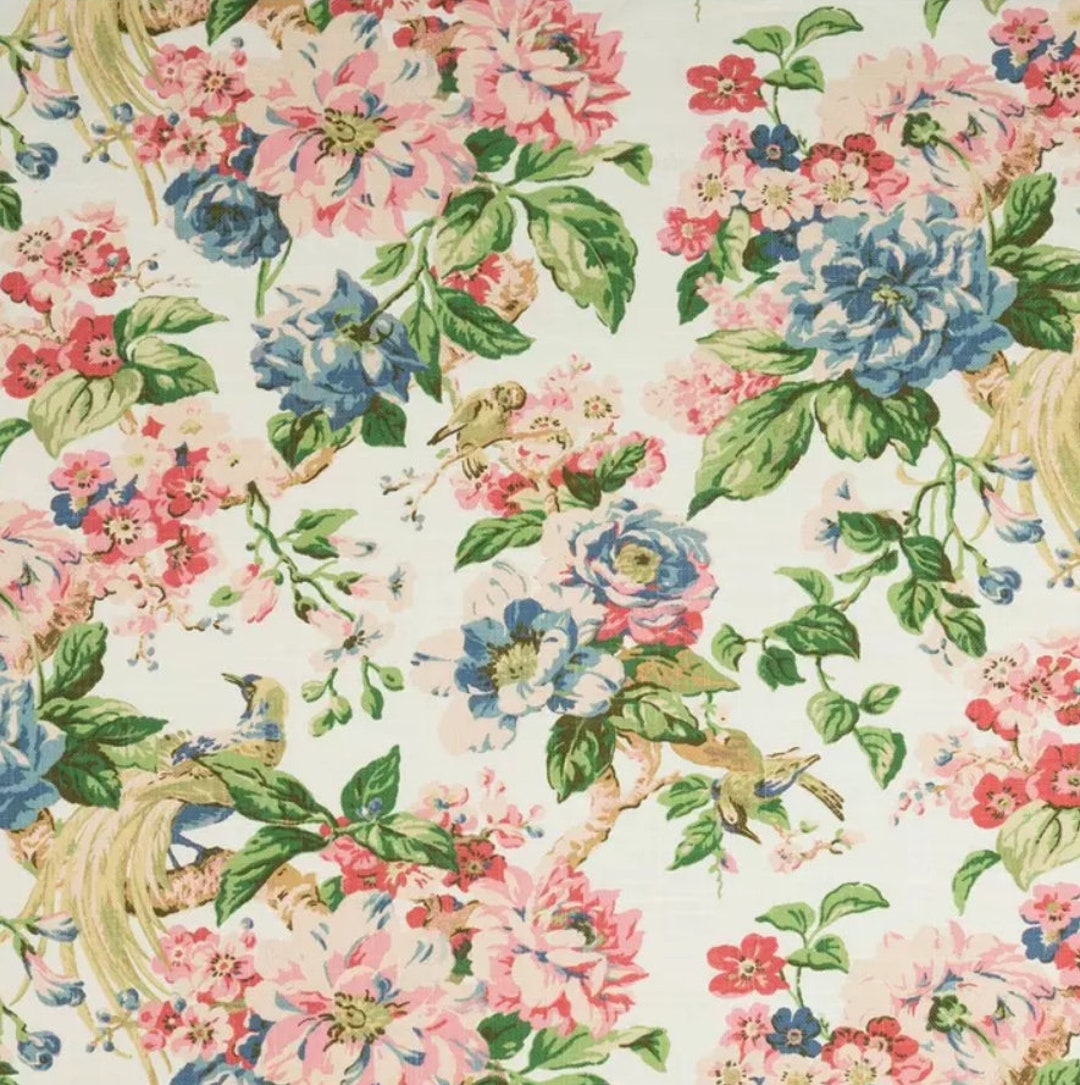 Hidden Pond Floral Fabric, Flowers Style, Cotton-linen, Home Decor ...