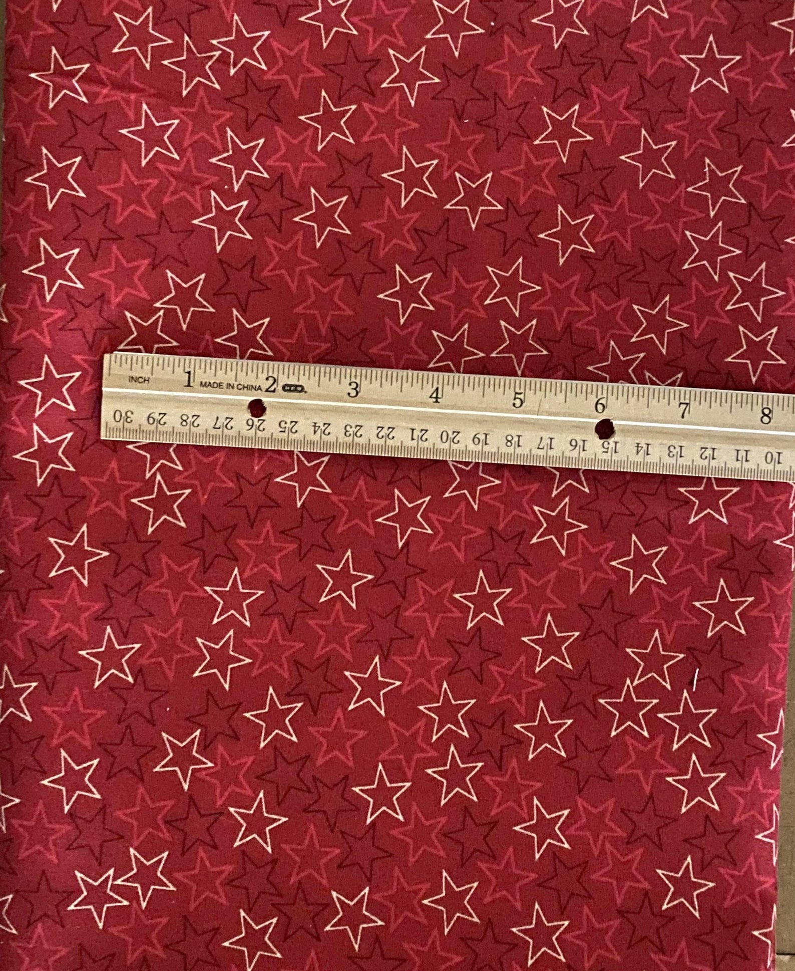 Red Stars Cotton Calico Fabric, Celestial Print, 108