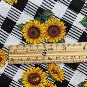 Sunflower Buffalo Check Fabric, Floral Garden, 100% Cotton, Apparel ...