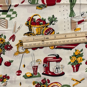 Vintage Fifties Kitchen Fabric, Retro Style Fabric, 100% Cotton, Aprons ...