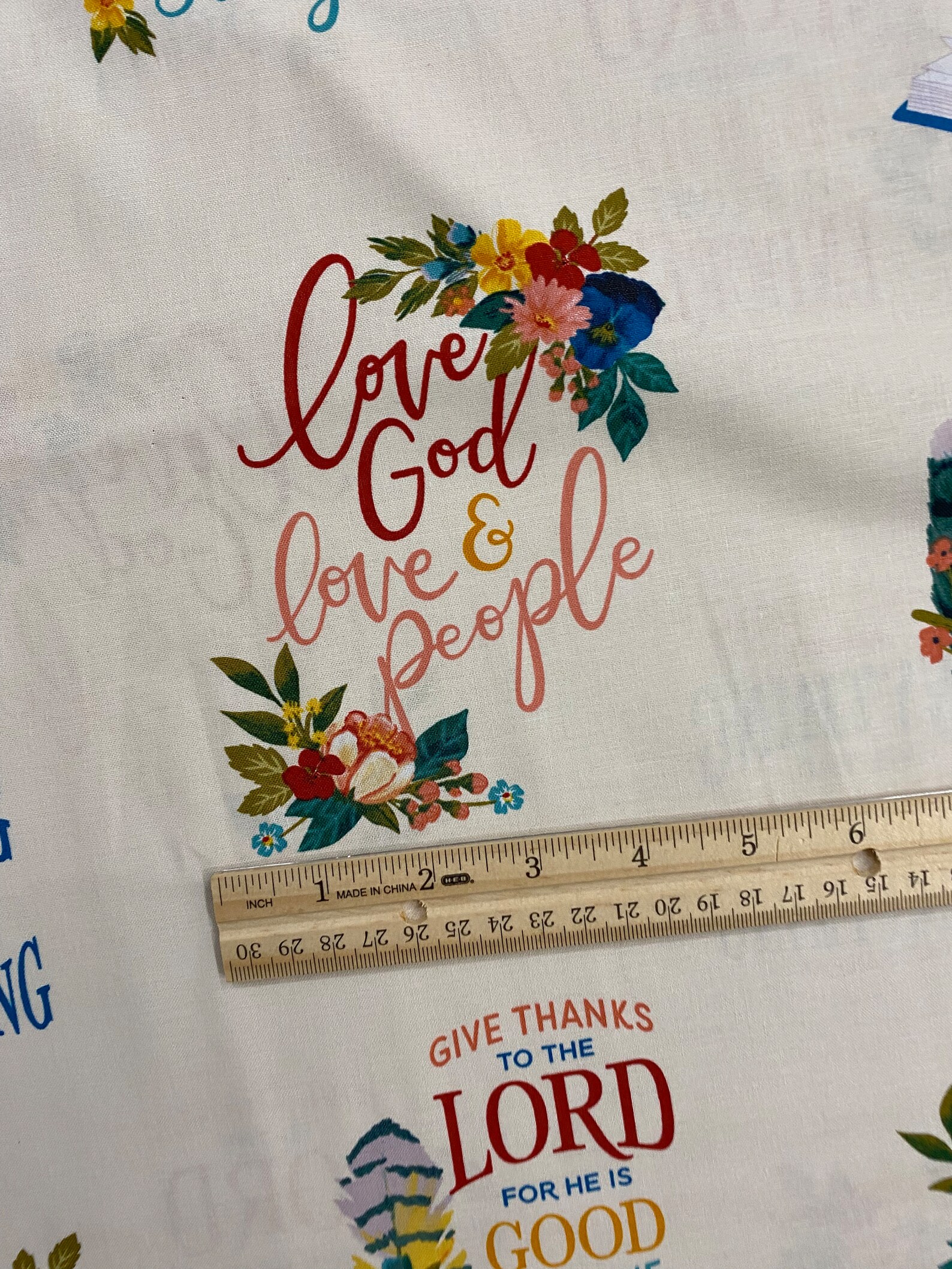 Block Scripture Fabric, Christian Religion, 100% Cotton, Quilting ...