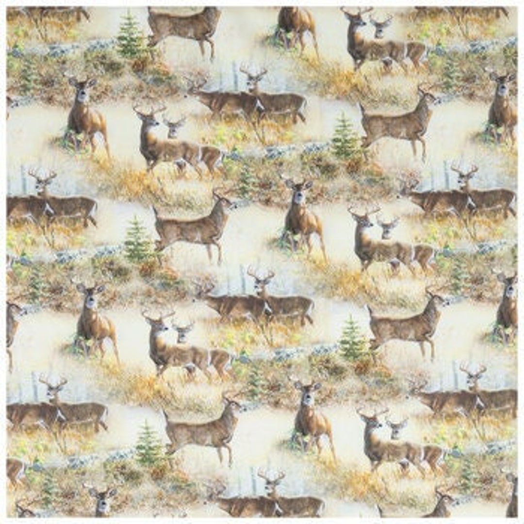 Wild Deer Fabric Animal Print 100% Cotton Quilting Fabric - Etsy