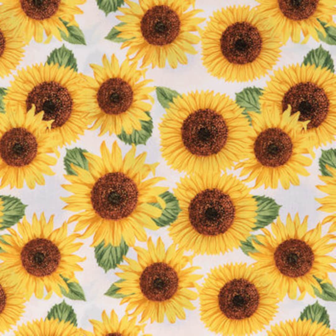 Sunflower Blooms Fabric, Floral Pattern, 100% Cotton, Apparel Fabric ...