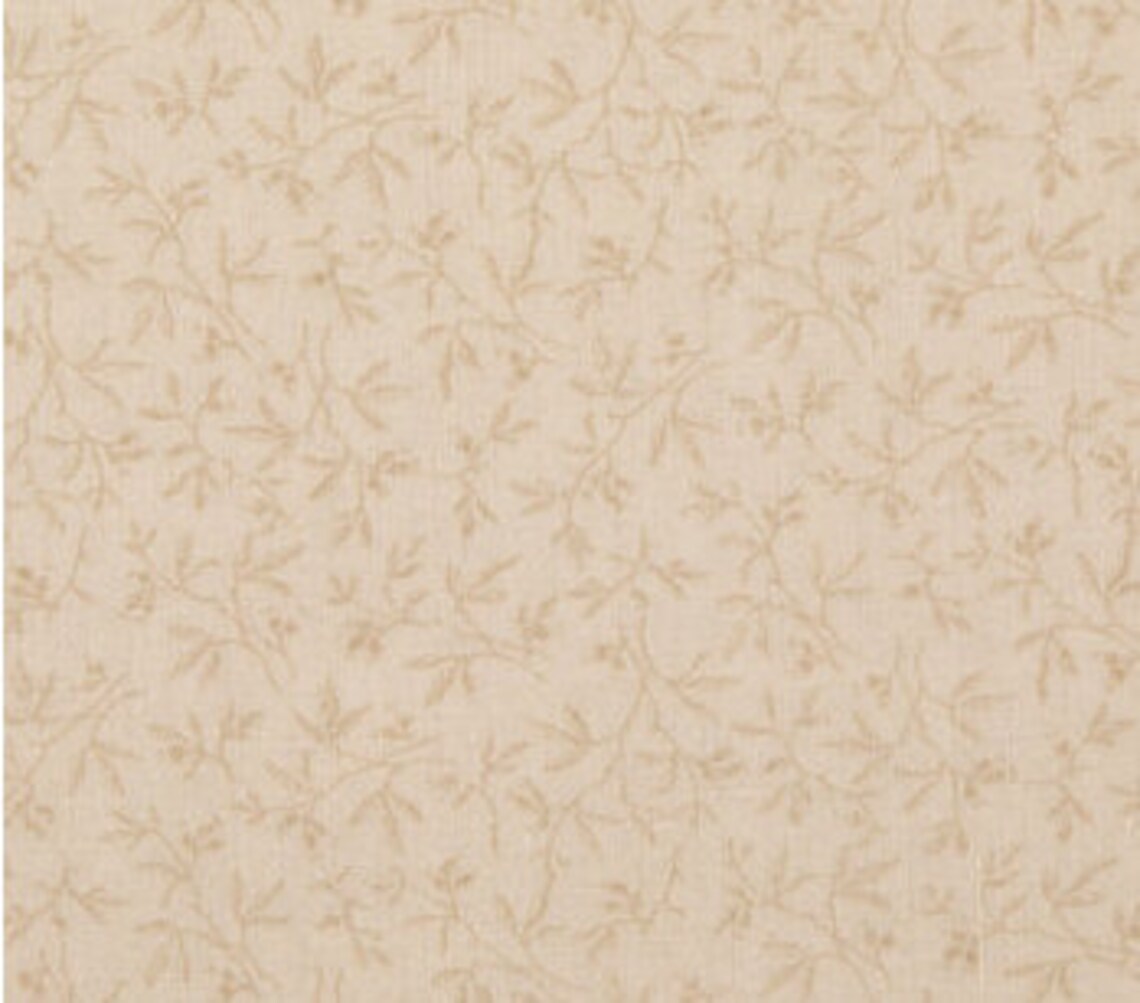 Cream Tiny Vine Print Cotton Fabric, Apparel & Quilting, Beige Calico ...