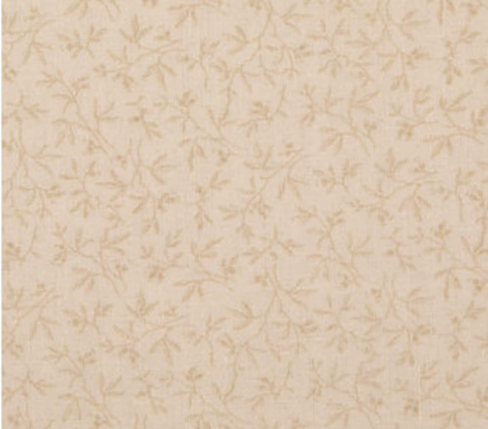 Cream Tiny Vine Print Cotton Fabric, Apparel & Quilting, Beige Calico ...