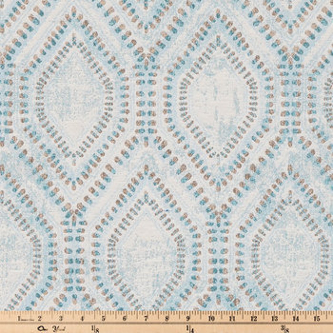 Teal Hexagonal Fabric Dashed Style Fabric Rayon Polyester & - Etsy