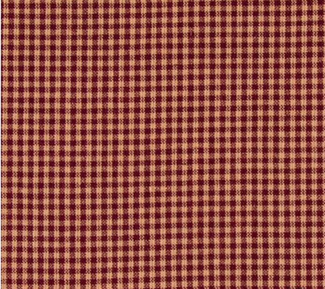 Mini Wine & Tan Homespun Check Print, Pattern Fabric, 100% Cotton ...