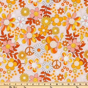 Flower Power Fabric, Floral Fabric, 100% Cotton, Quilting Fabric ...