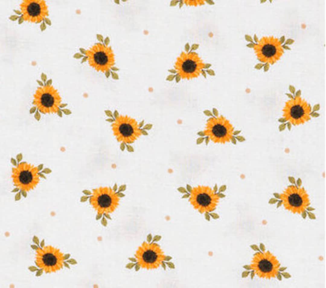 Cream Sunflower Fabric, Floral Fabric, 100% Cotton, Accessories Fabric ...