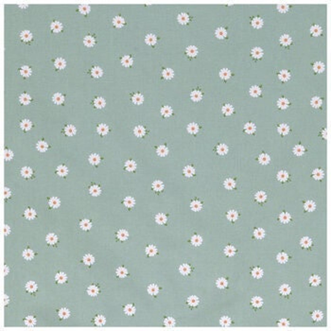 Sage Green & White Daisy Fabric Flowers Fabric 100% Cotton - Etsy