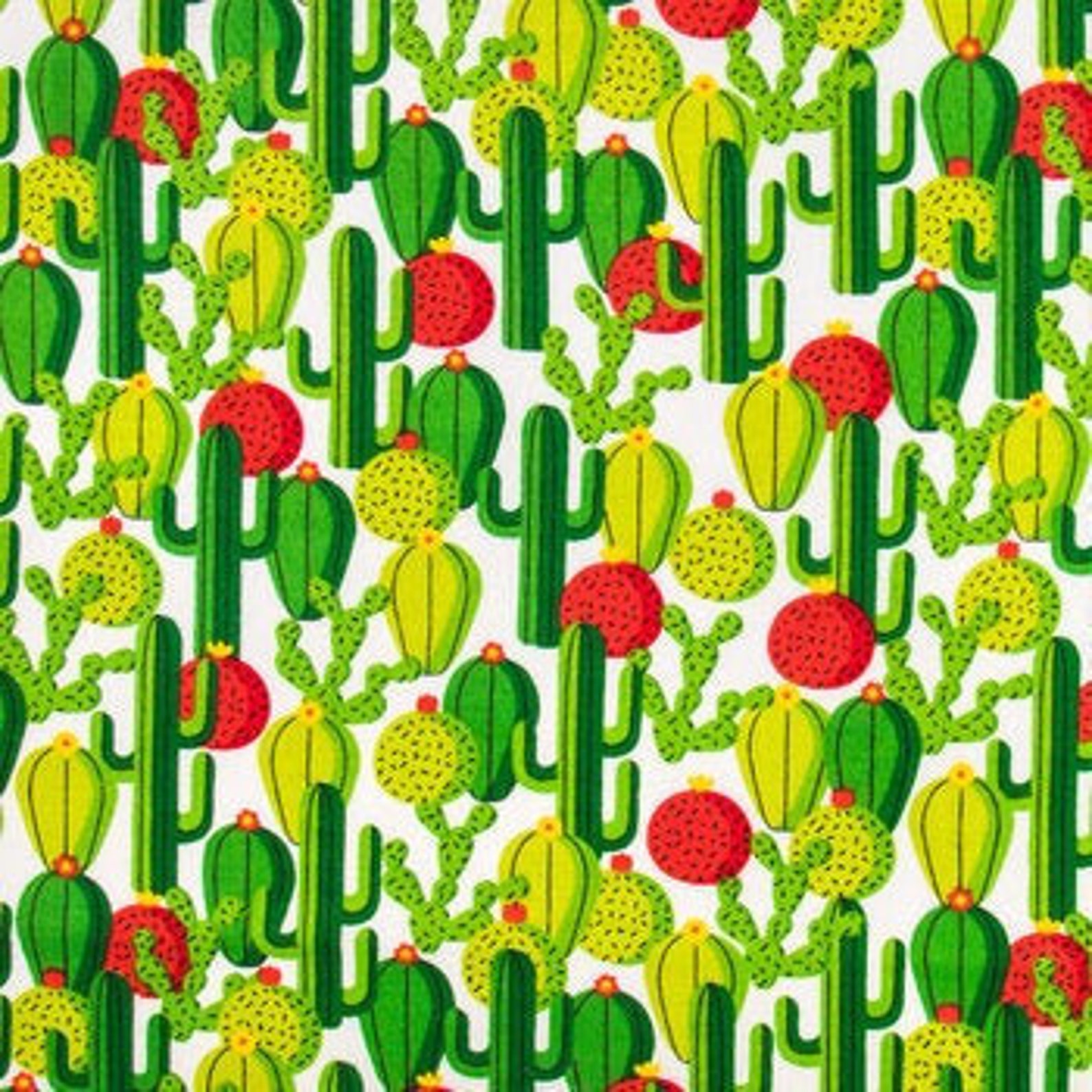 Green Cactus Flannel Fabric Plants Fabric Rayon Cotton - Etsy