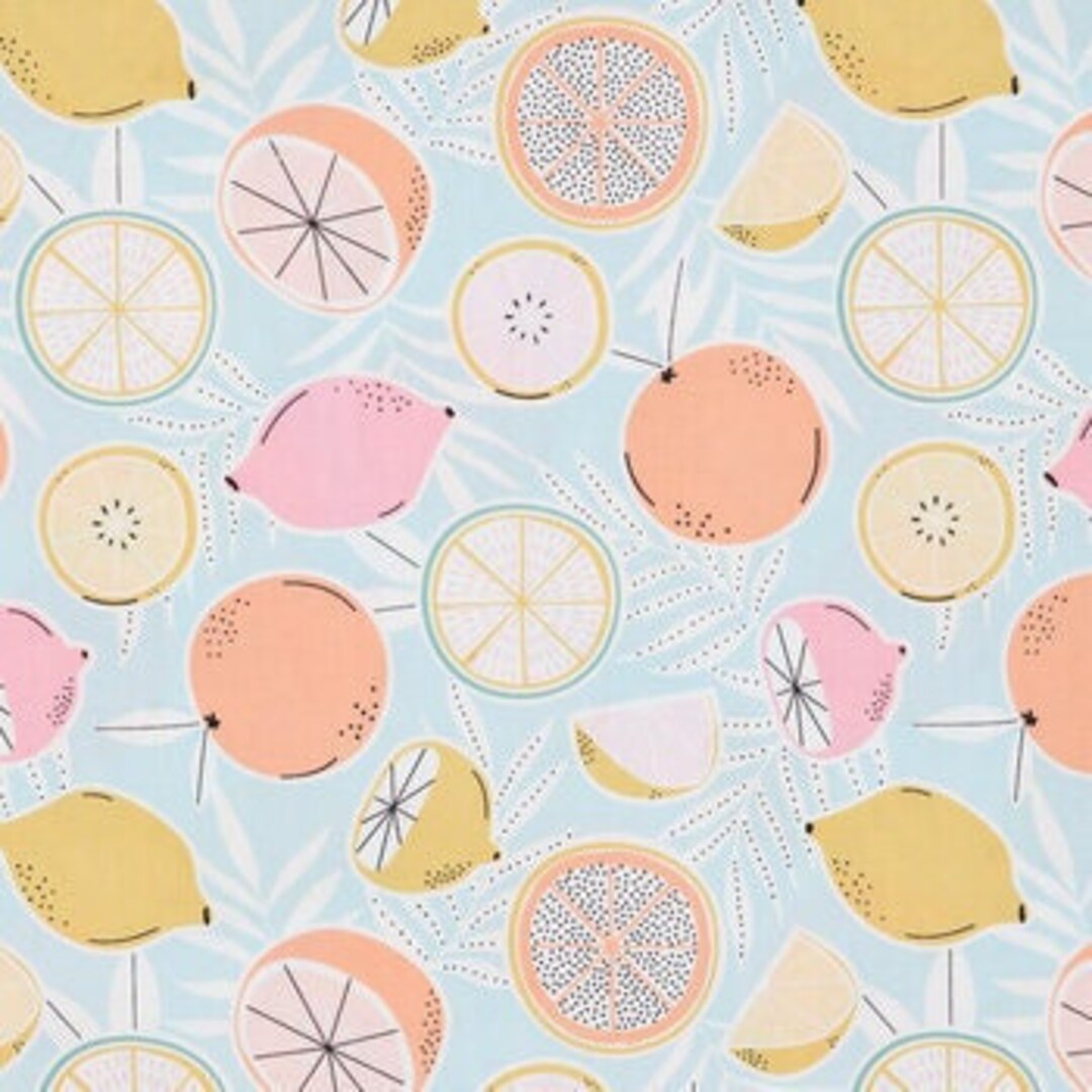 Leafy Citrus Fabric Fruits Fabric 100% Cotton Apparel - Etsy