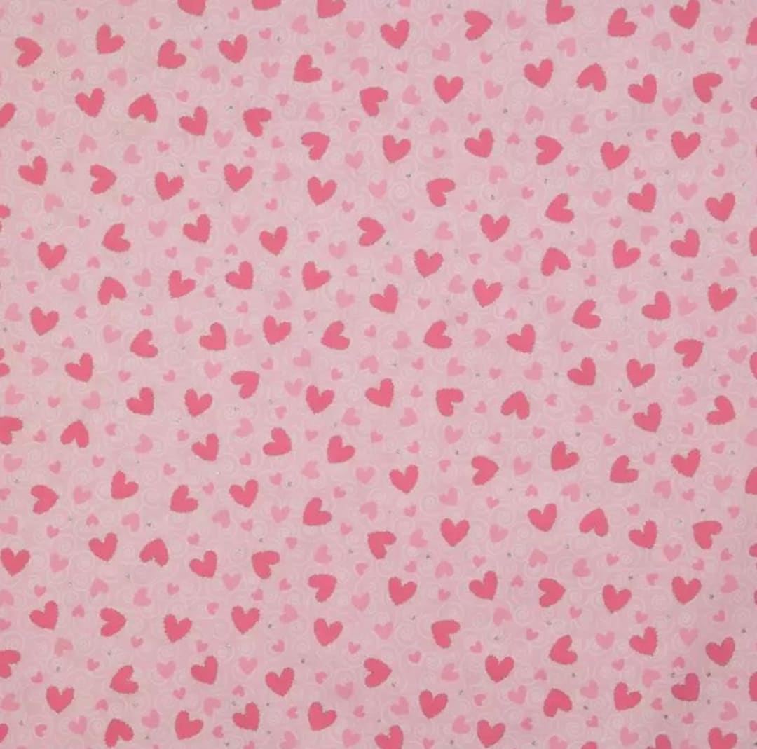 Pink Hearts & Swirls Fabric, Valentines Fabric, 100% Cotton, Home ...