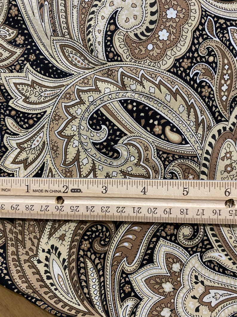 Black & Khaki Paisley Cotton Fabric, Apparel Quilting - Etsy