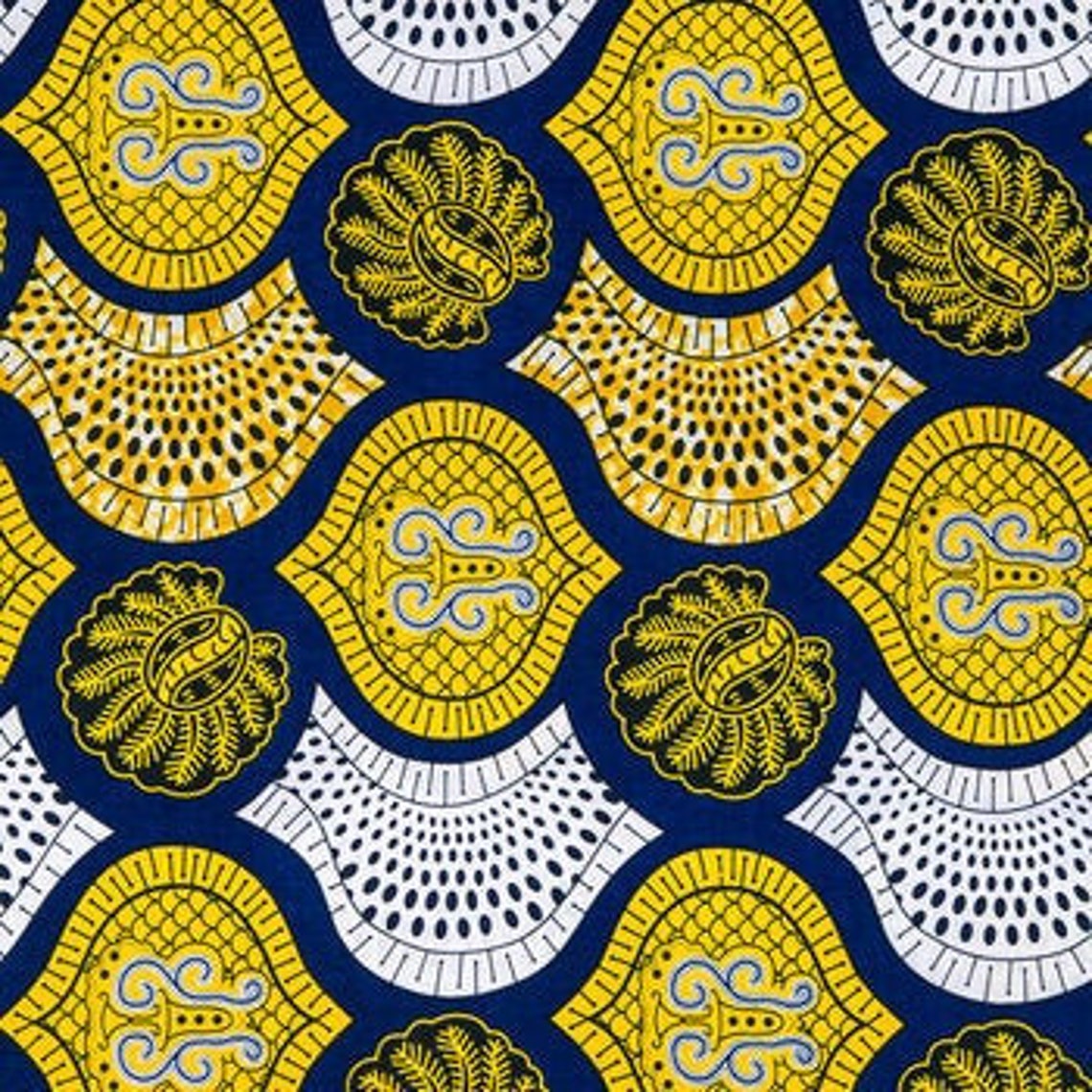 Blue & Yellow Ankara Fabric Pattern Fabric 100% Cotton - Etsy