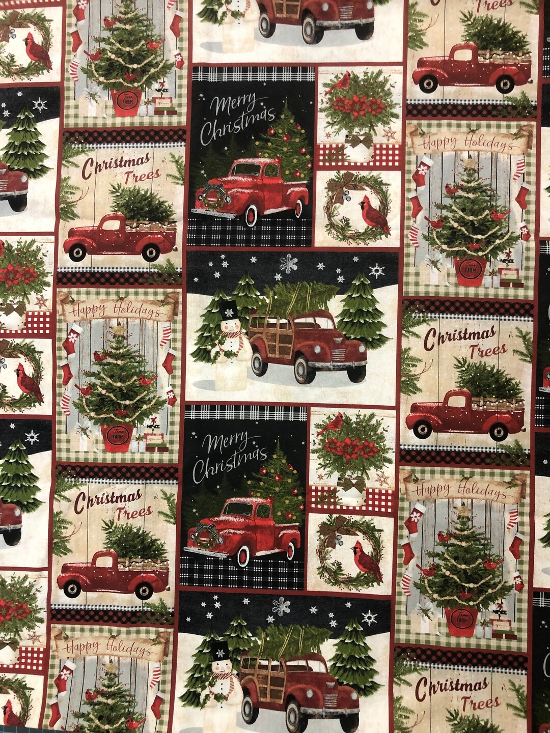 Holiday Collage Fabric, Christmas Fabric, 100% Cotton, Home Accents ...