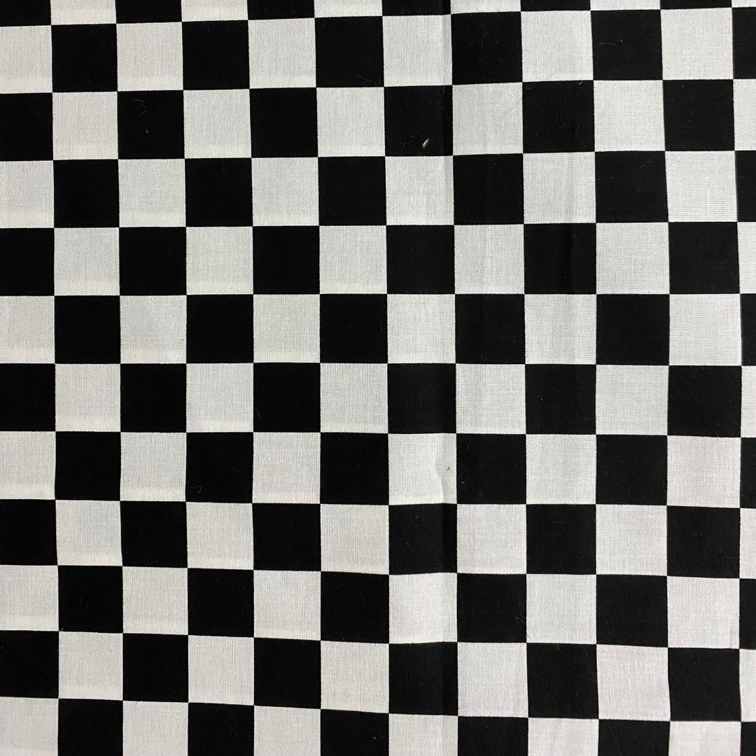 Black and white check fabric store