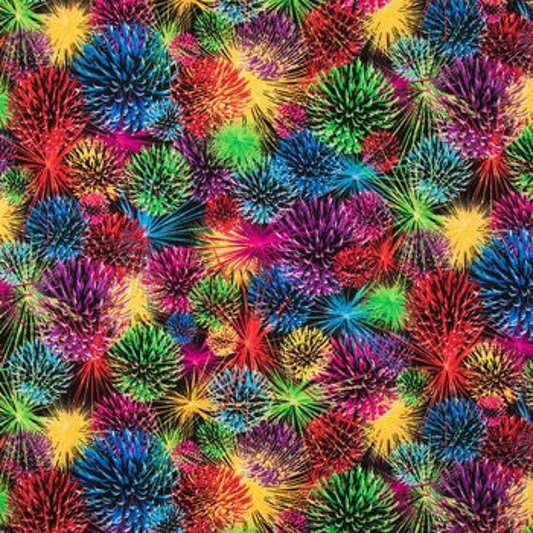 Fireworks Fabric, Multi-colored Fabric, 100% Cotton, Home Accents ...