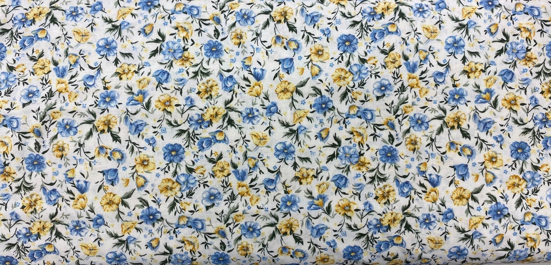 Country Charm Floral Fabric, Flowers Fabric, 100% Cotton, Quilting ...