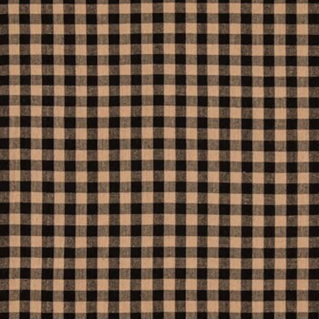 Black & Tan Homespun Check Fabric, Pattern Fabric, 100% Cotton, Apparel ...