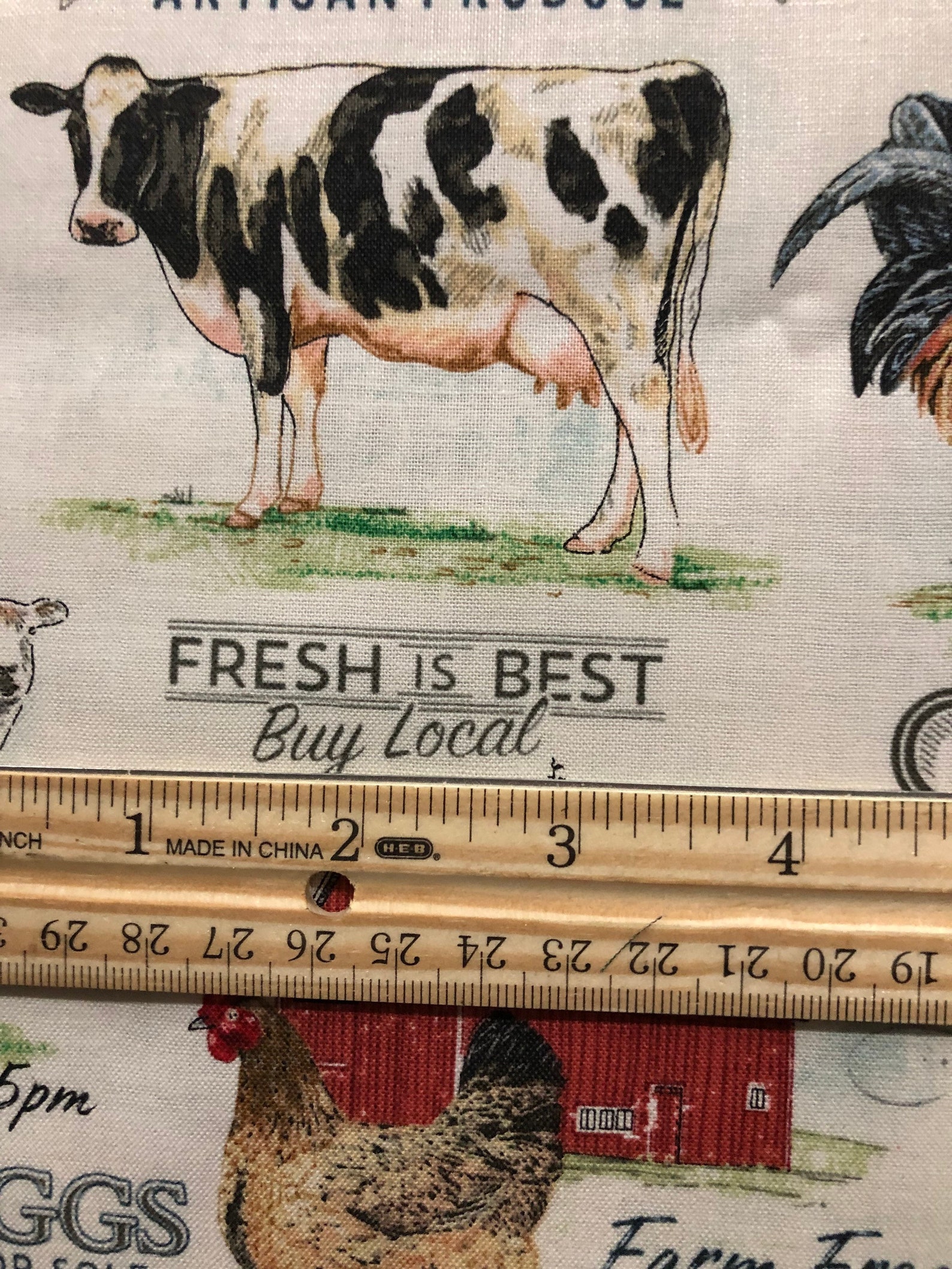 Dairy Farm Animals Cotton Fabric, Country Farmhouse Quilting Material ...