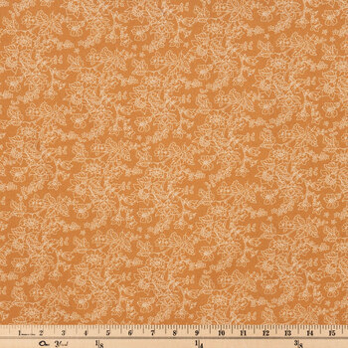 Rust Orange Floral Print Botanical Fabric 100% Cotton - Etsy