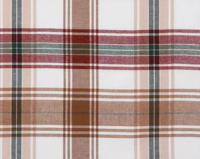 Cream & Tan Plaid Flannel Fabric, Fall Fabric, 100% Cotton, Home ...